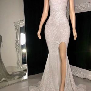 Dresses | Silver Glitter Prom Dresss | Poshmark